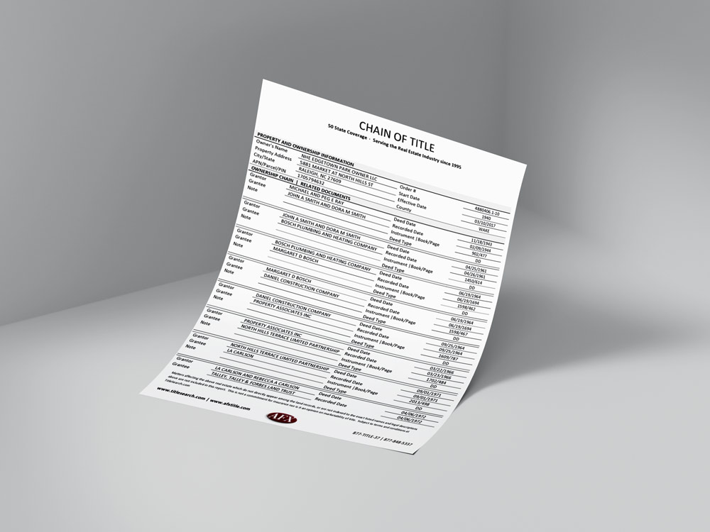 Comprehensive Chain of Title Reports - AFX LLC